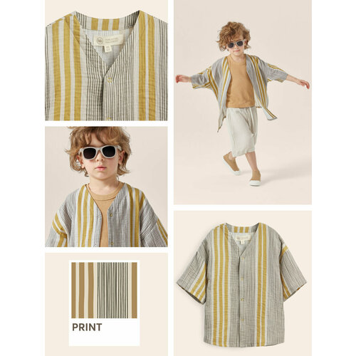 Рубашка Happy Baby, размер 128-134, коричневый, желтый