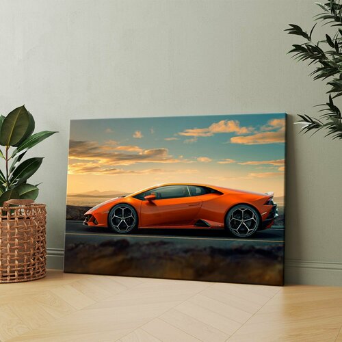 Картина на холсте (Lamborghini Huracan Evo) 20x30 см. Интерьерная, на стену.