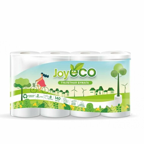 Туалетная бумага JOY ECO, 2сл, 8рул, белая