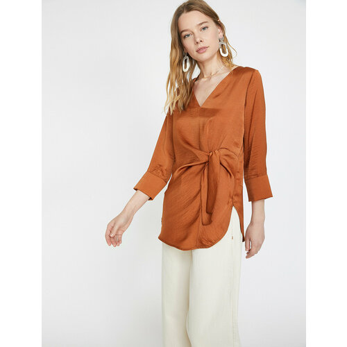 Блуза KOTON, размер 34, коричневый
