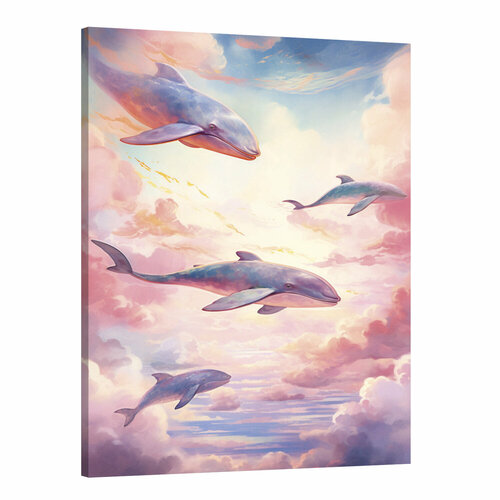 Интерьерная картина 50х70 "Китовый полет"