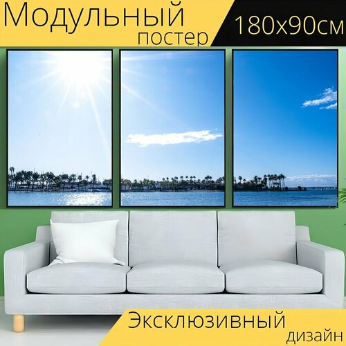 Модульный постер "Пляж, майорка, солнце" 180 x 90 см. для интерьера