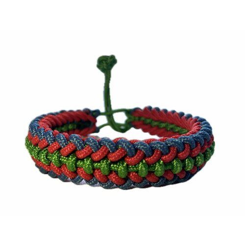 Славянский оберег, плетеный браслет "Цветовой балансир", 1 шт., размер 8.5 см, размер one size, диаметр 8 см, синий, зеленый