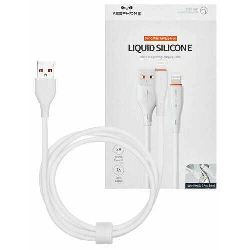 Кабель USB-A to Lightning на iPhone 12 mini Силикон 10W 1м. Белый