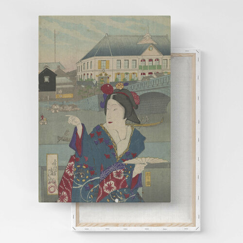 Картина на холсте, репродукция / Кобаяси Киётика - View of Edo Bridge in Tokyo / Размер 40 x 53 см