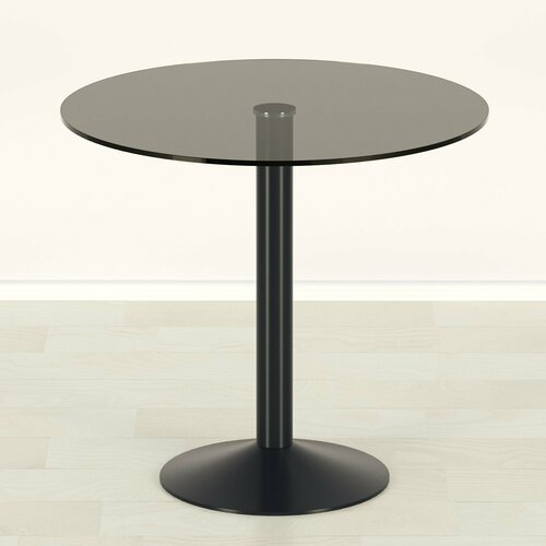 Стеклянный кухонный стол Троя-18 серый/черный D70