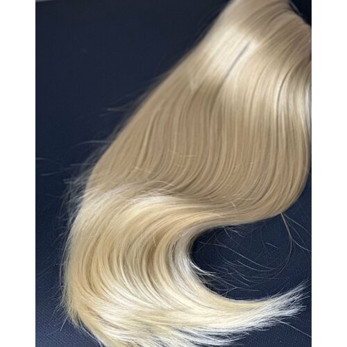 Шиньон хвост накладной прямой волос длиной 45 см на крабе. 190 гр. Цвет – блонд.