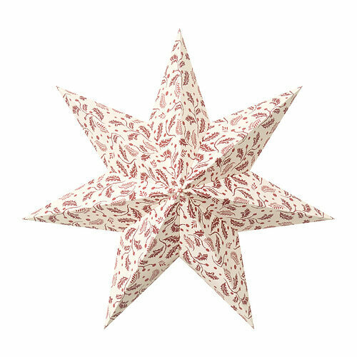 STRALA IKEA звезда абажур страла икеа белая с узором красные листья 48см