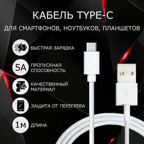 Кабель USB Type C, зарядка для iPhone, 1м, зарядка для телефона