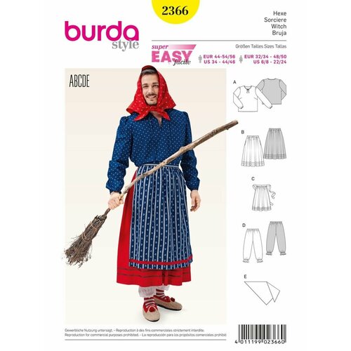 Выкройка Burda 2366 Карнавальный костюм "Ведьма"