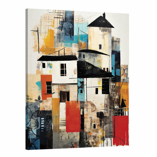 Интерьерная картина 50х70 "Деревня в авангардном стиле"