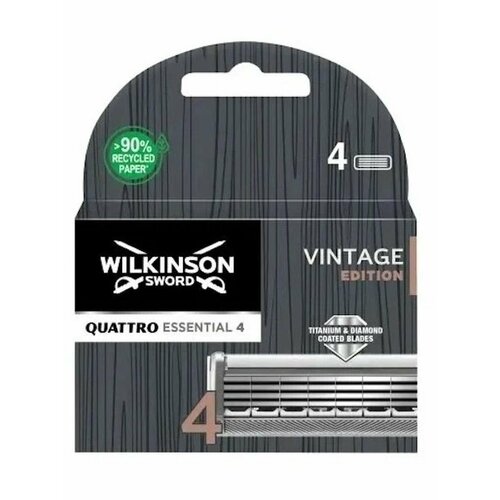 "Quattro Vintage" - сменные кассеты для бритвы Wilkinson, 4шт