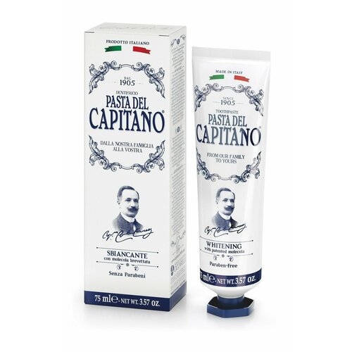 Зубная паста Pasta del Capitano 1905 Whitening with patented Molecula 1905 Отбеливающая с запатентованной молекулой 75 мл 8002140137204