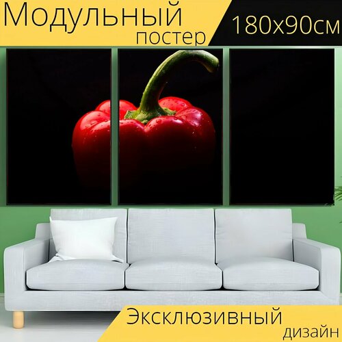 Модульный постер "Перец, красный, еда" 180 x 90 см. для интерьера