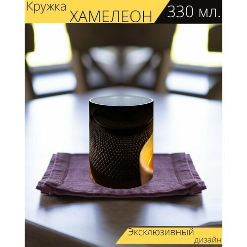 Кружка хамелеон с принтом "Чайник, напиток, чашка" 330 мл.