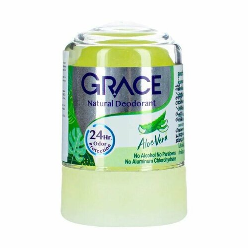 Grace Тайский натуральный дезодорант кристалл соляной, Алое Вера, против запаха пота для женщин и мужчин 50гр