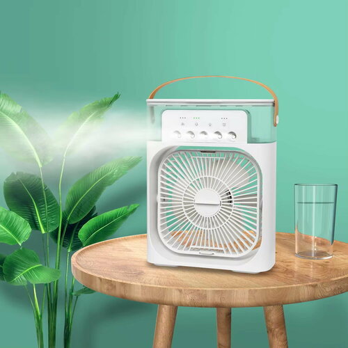 Вентилятор настольный, кондиционер-увлажнитель воздуха с разноцветной подсветкой, охладитель, белый