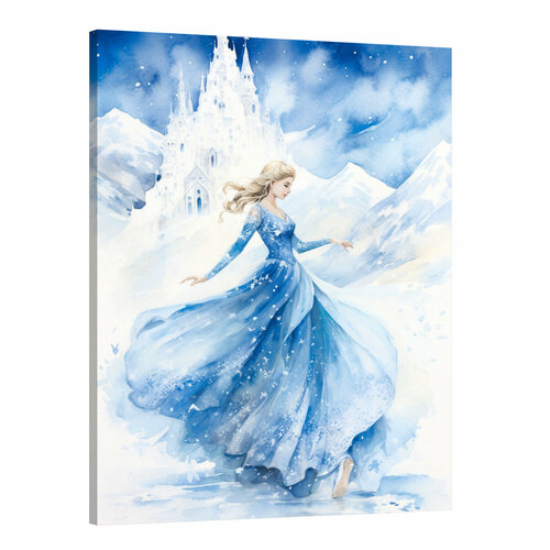 Интерьерная картина 50х70 "Снегурочка на заснеженных вершинах"