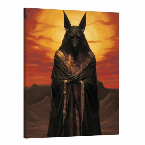 Интерьерная картина 50х70 "Анубис: покровитель загадок и тайн древности"
