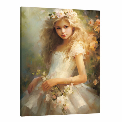 Интерьерная картина 50х70 "Девушка, облаченная в цветы"