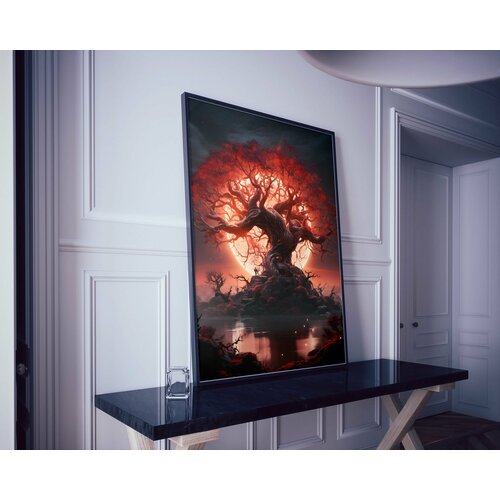 Картина на холсте, картина для интерьера, 40х50, Красное дерево