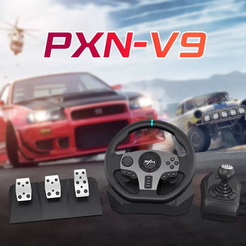 Игровой руль PXN V900 c педалями для ПК, PS3, PS4, XBox One, Nintendo Switch / Гоночный симулятор вождения с педалями, Черный SUPERNOWA