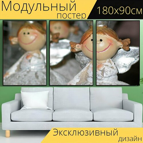 Модульный постер "Деревянная фигура, деко, фигура" 180 x 90 см. для интерьера