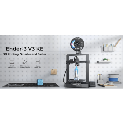 Creality 3D принтер Creality Ender-3 V3 KE, размер печати 220x220x250mm, FDM, PLA/ABS/TPU(95A)/PETG/ASA, max 500 мм/с, датчик CR Touch (автоматическое выравнивание стола), Enternet, USB, Creality cloud APP (набор для сборки)
