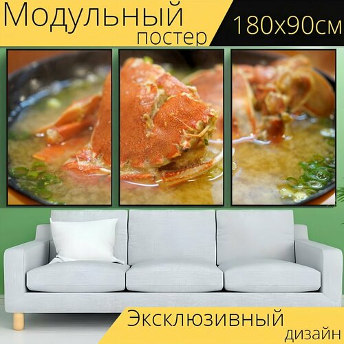 Модульный постер "Японская еда, еда, приготовление еды" 180 x 90 см. для интерьера