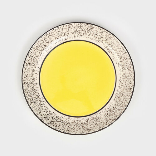 Тарелка керамическая "Персия", плоская, 25 см, жёлтая, 1 сорт, Иран
