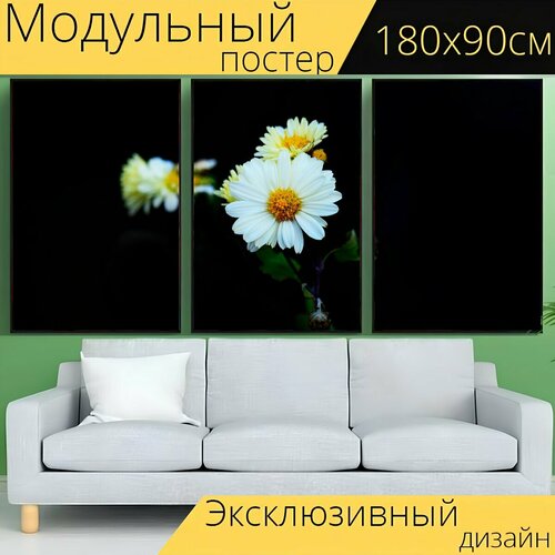 Модульный постер "Завод, цветок, хризантема" 180 x 90 см. для интерьера