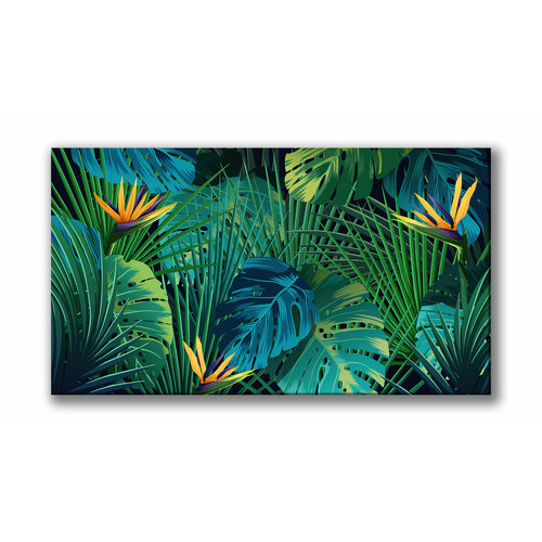 Картина для интерьера на холсте «Тропические листья» 33х60, холст натянут на подрамник