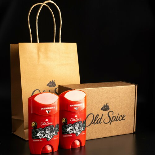 Эксклюзивный набор для мужчин Old Spice. (состоит из 2 двух стик-дезодорантов Wolfthorn 50 ml.) в крафтовой коробке+ подарочный пакет.