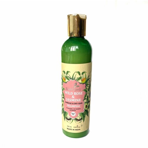 WILD ROSE & JASMINE Damage & Dry Hair Shampoo, Khadi Organic (дикая роза И жасмин Шампунь для Сухих и Поврежденных волос, Кхади Органик), 250 мл.