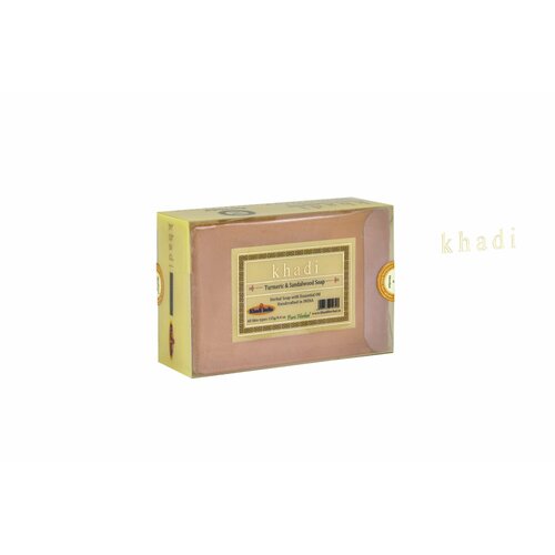 Khadi TURMERIC & SANDALWOOD SOAP, Khadi India (куркума И сандаловое дерево мыло ручной работы с эфирными маслами, Кхади Индия), 125 г.