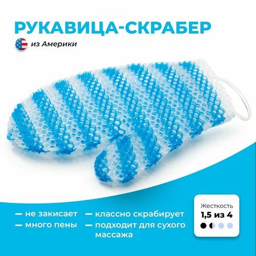 Supracor Stimulite мочалка-рукавица массажная (бело-голубая)