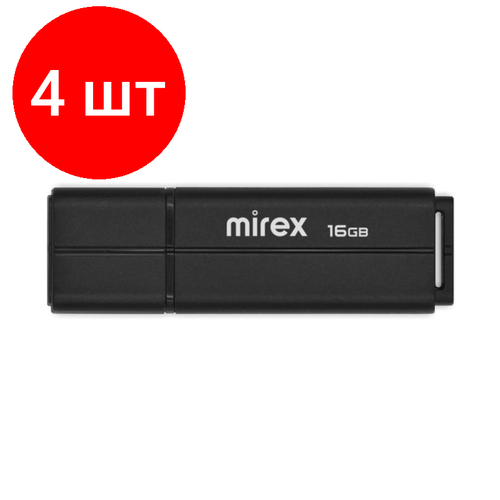 Комплект 4 штук, Флеш-память Mirex USB LINE BLACK 16Gb (13600-FMULBK16 )