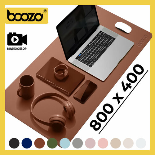 Коврик для мышки большой BOOZO Desk mate s, кожаный коврик для мыши, коврик для мышки компьютерный, коричневый