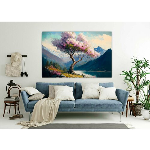 Интерьерная картина на холсте "Цветущее дерево" 50х70 см