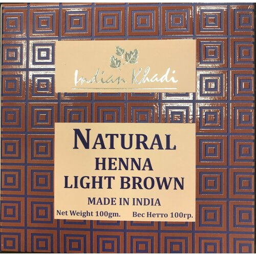Natural Hair color LIGHT BROWN, Indian Khadi (Натуральная Хна для волос светло-коричневая, Индиан Кхади), 100 г.