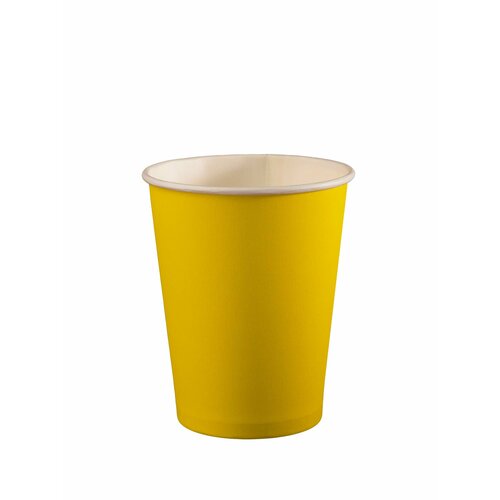 Комплект 500 штук. Цвет Жёлтый. Объём 350 мл. Однослойный бумажный одноразовый стакан. Для горячего и холодного питья, кофе, чая, воды, напитков. Без крышки.