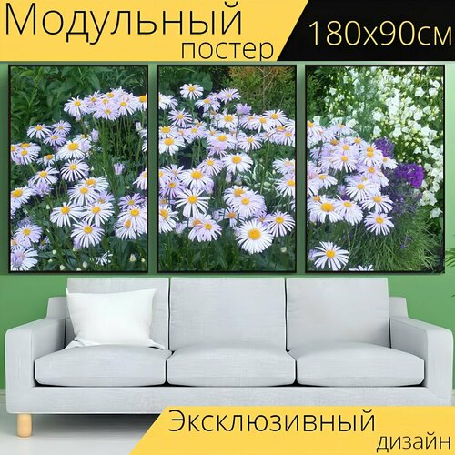 Модульный постер "Садовые, цветы, флора" 180 x 90 см. для интерьера