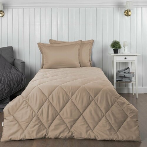 Комплект постельного белья La Prima постельное бельё сатин С одеялом 2 наволочки капучино, размер 140 х 205 см