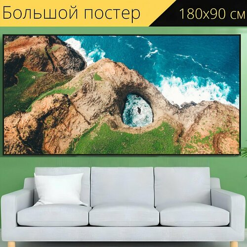 Большой постер "Море, океан, вода" 180 x 90 см. для интерьера