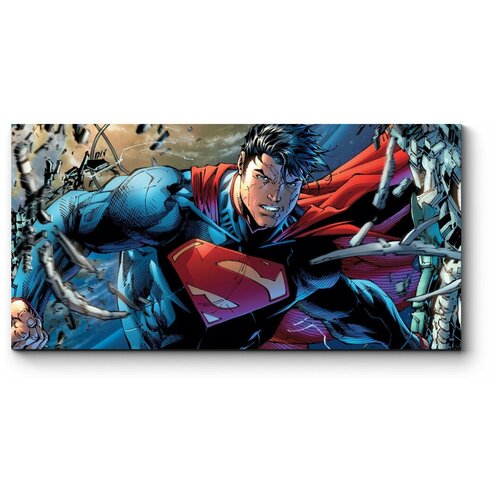 Модульная картина Супермен, разбивающий стену 50x25