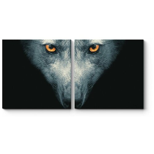 Модульная картина Портрет серого волка 50x25