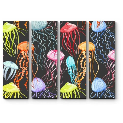 Модульная картина Разноцветные медузы70x53