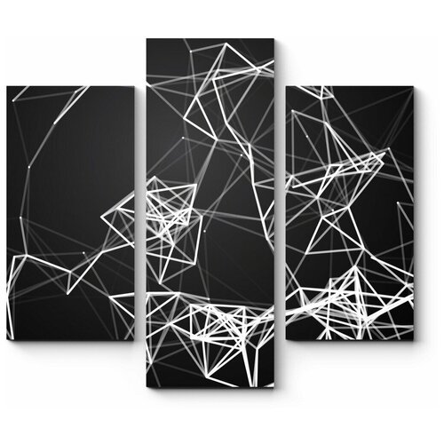 Модульная картина Сияющие линии на черном 70x63