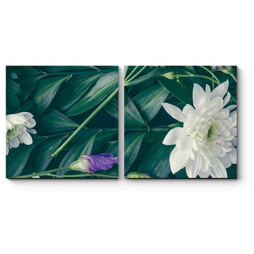 Модульная картина Белые цветы хризантем100x50