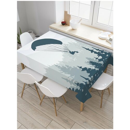Прямоугольная тканевая скатерть на стол JoyArty с рисунком "Парашютист" 145 на 180 см